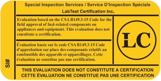 CSA-B149.3 approvals in Alberta - LabTest Certification Inc