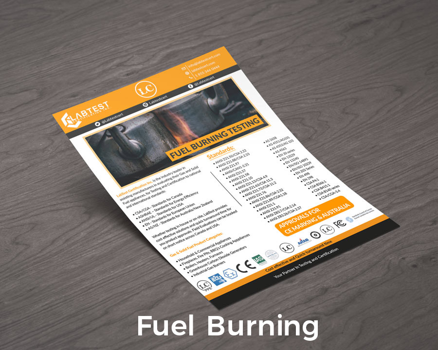 Fuel Burning Testing & Certification to National & International standards