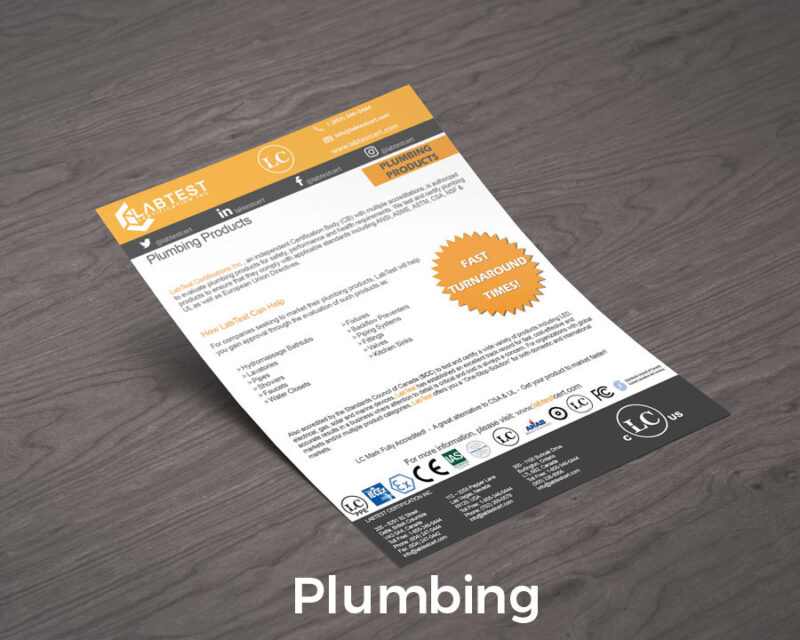 Plumbing Testing & Certification - LabTest Certification Inc