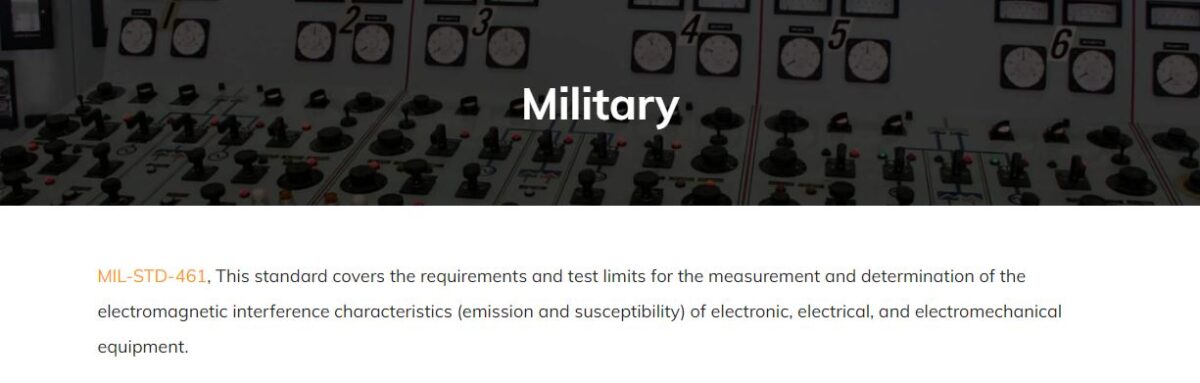 MIL-STD-461 Testing - Standards compliance is a priority in our services